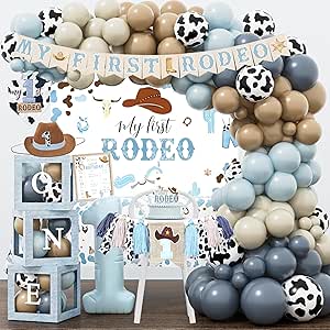 Amazon.com: Cowboy 1st Birthday Decorations, My First Rodeo Birthday ...