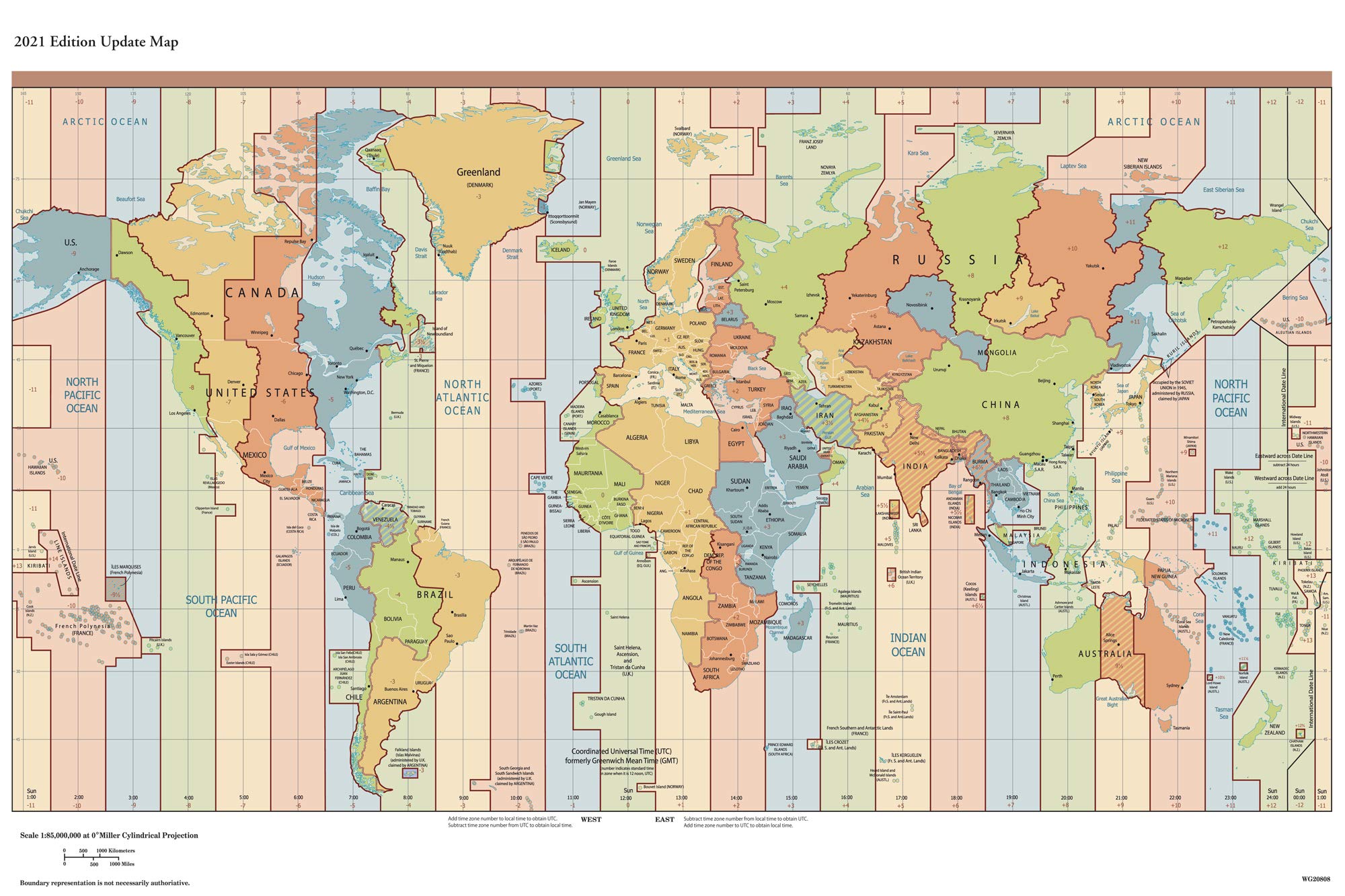 Buy World Map Wall Sticker, Time Zone Map of World for Office, School ...