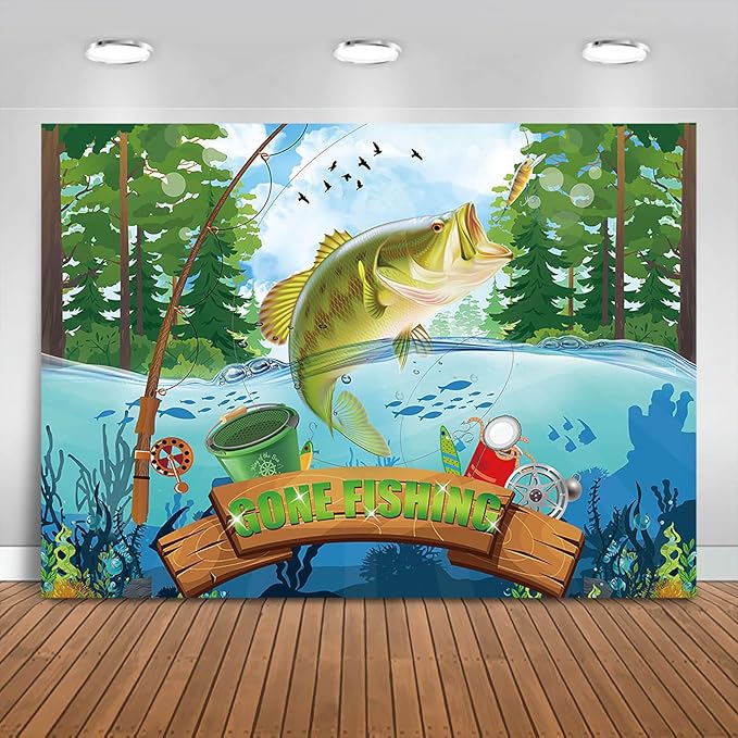 Amazon.com : Fitumiw Gone Fishing Backdrop 7x5ft Fishing Theme ...