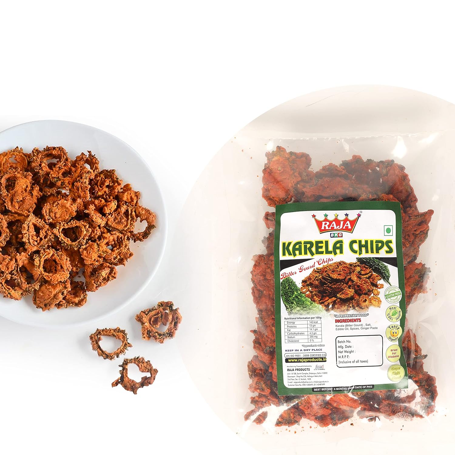 RAJA BKG Crunchy and Yummy Karela Chips (Bitter Gourd Chips) (400g ...