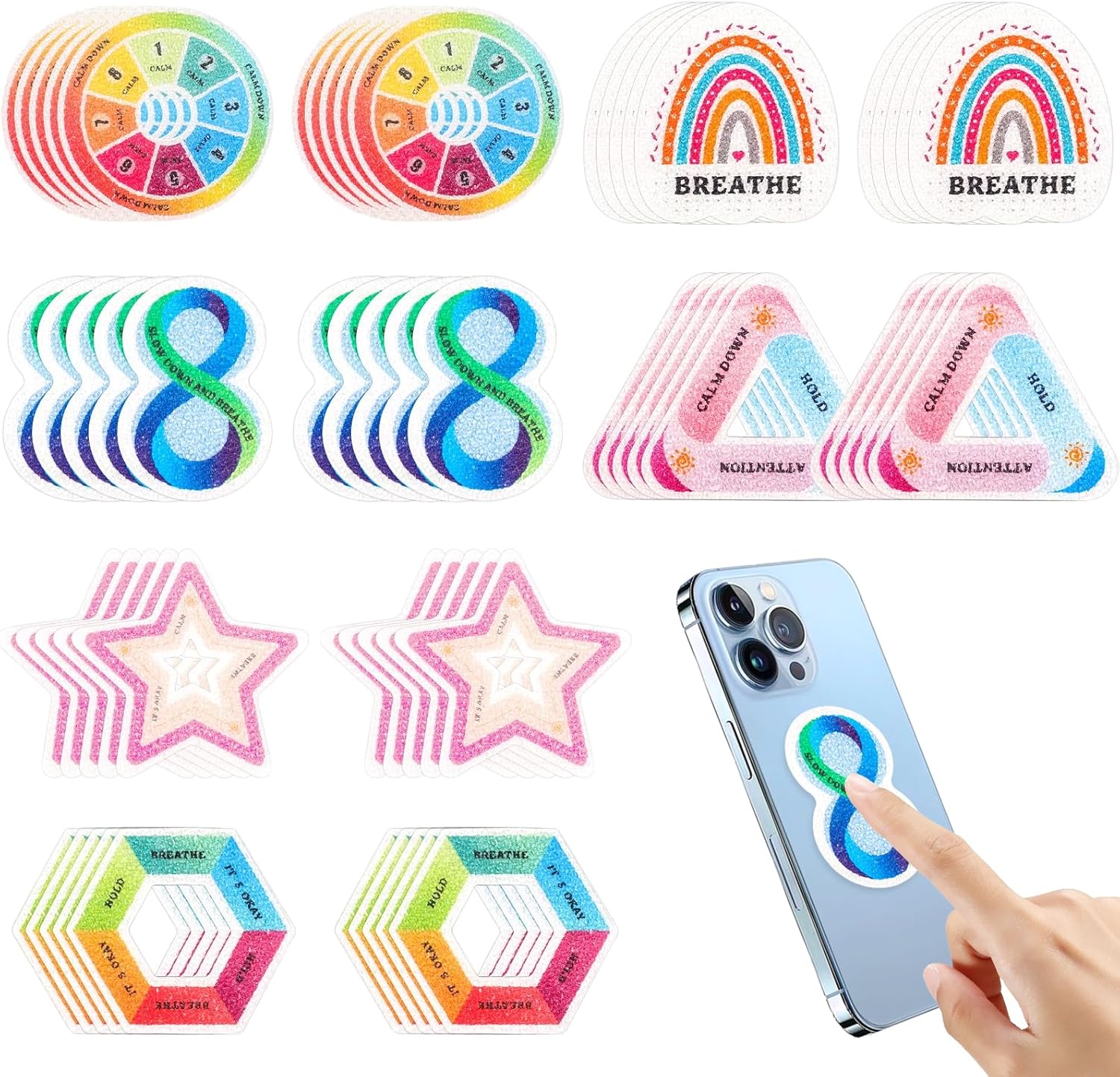 Amazon.com: 60 Pcs Calm Strips Anxiety Sensory Stickers, 5 Style ...