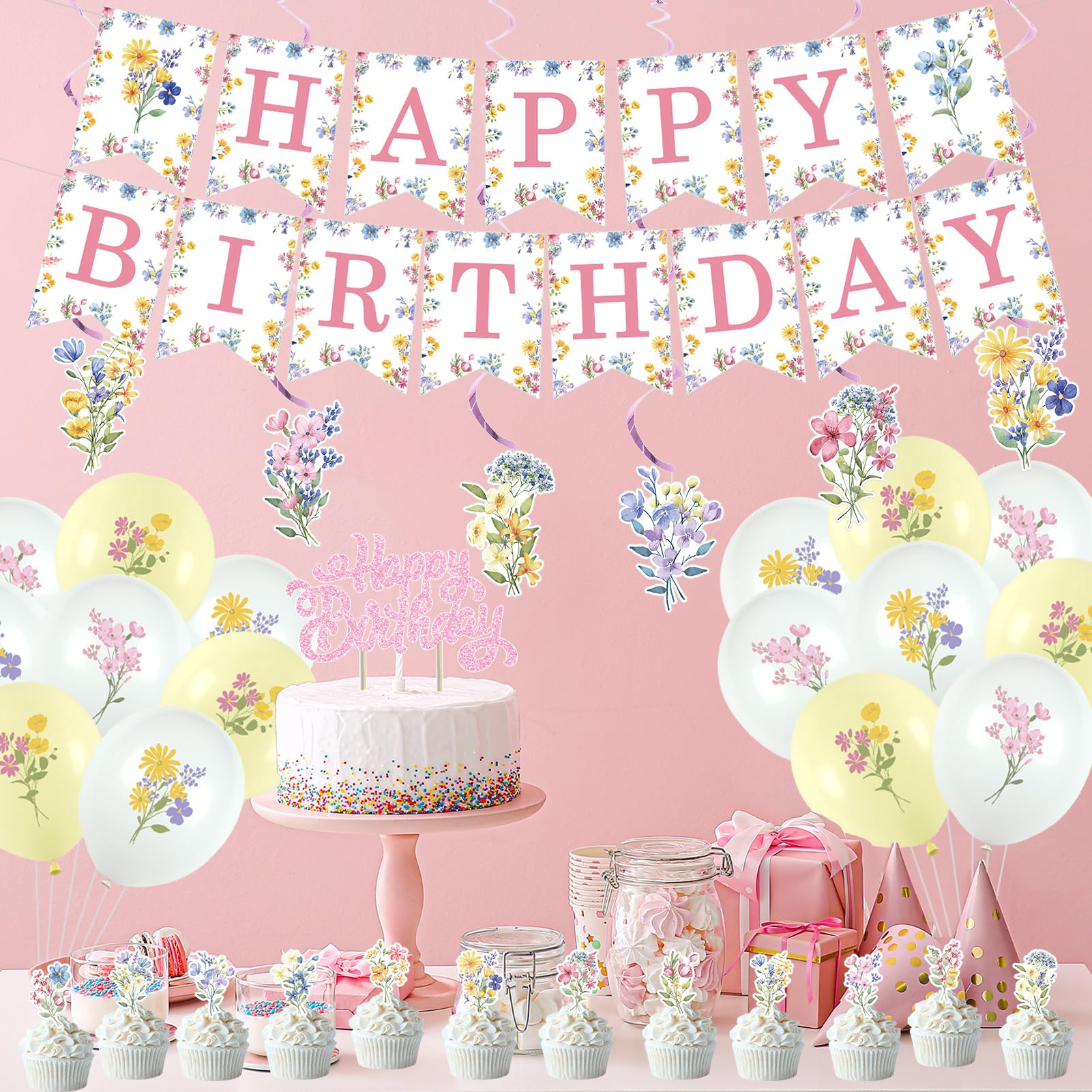Snapklik.com : Wildflower Birthday Decorations, Flower Birthday Banner ...