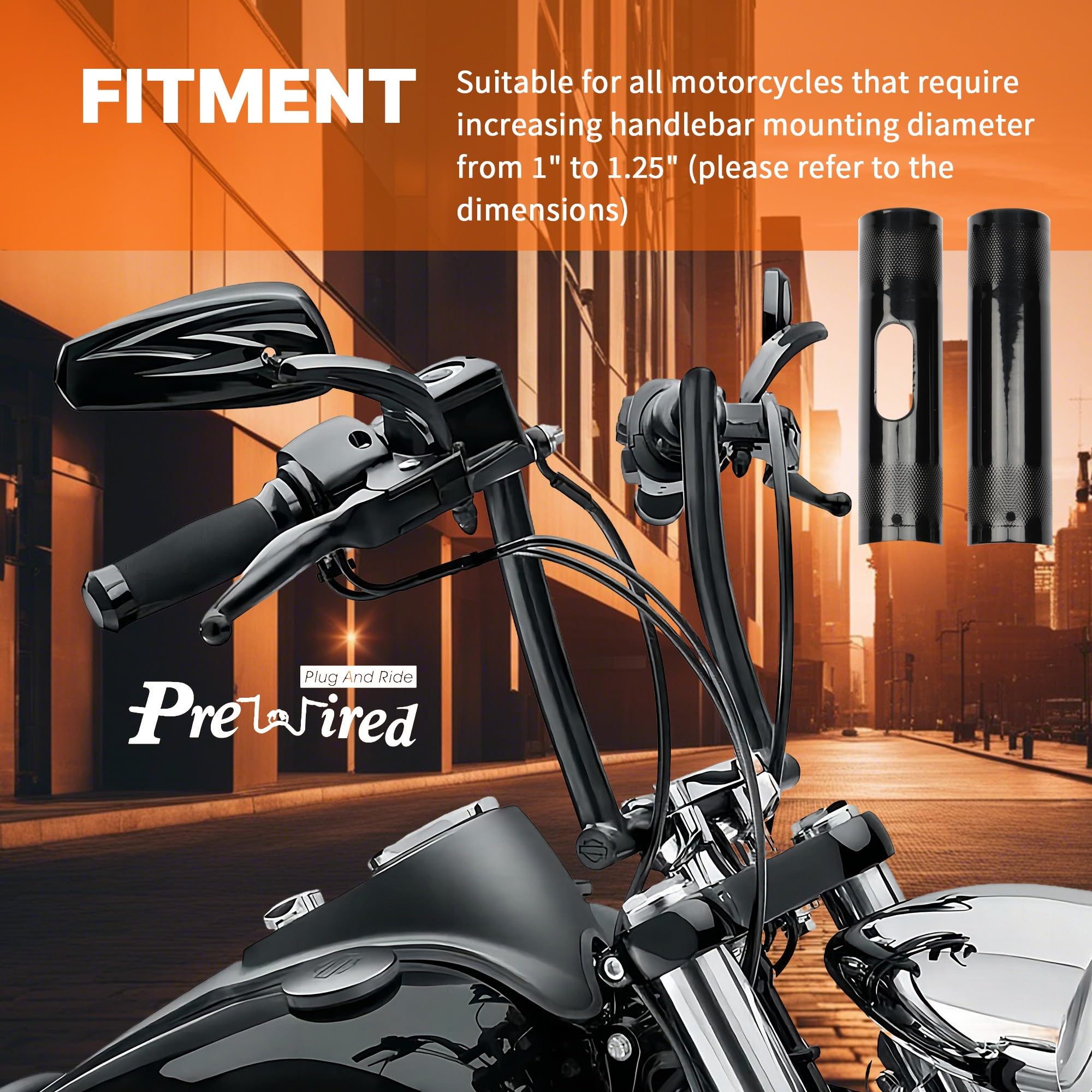 Snapklik.com : Prewired Handlebar Riser Shim Changing Mounting Diameter ...