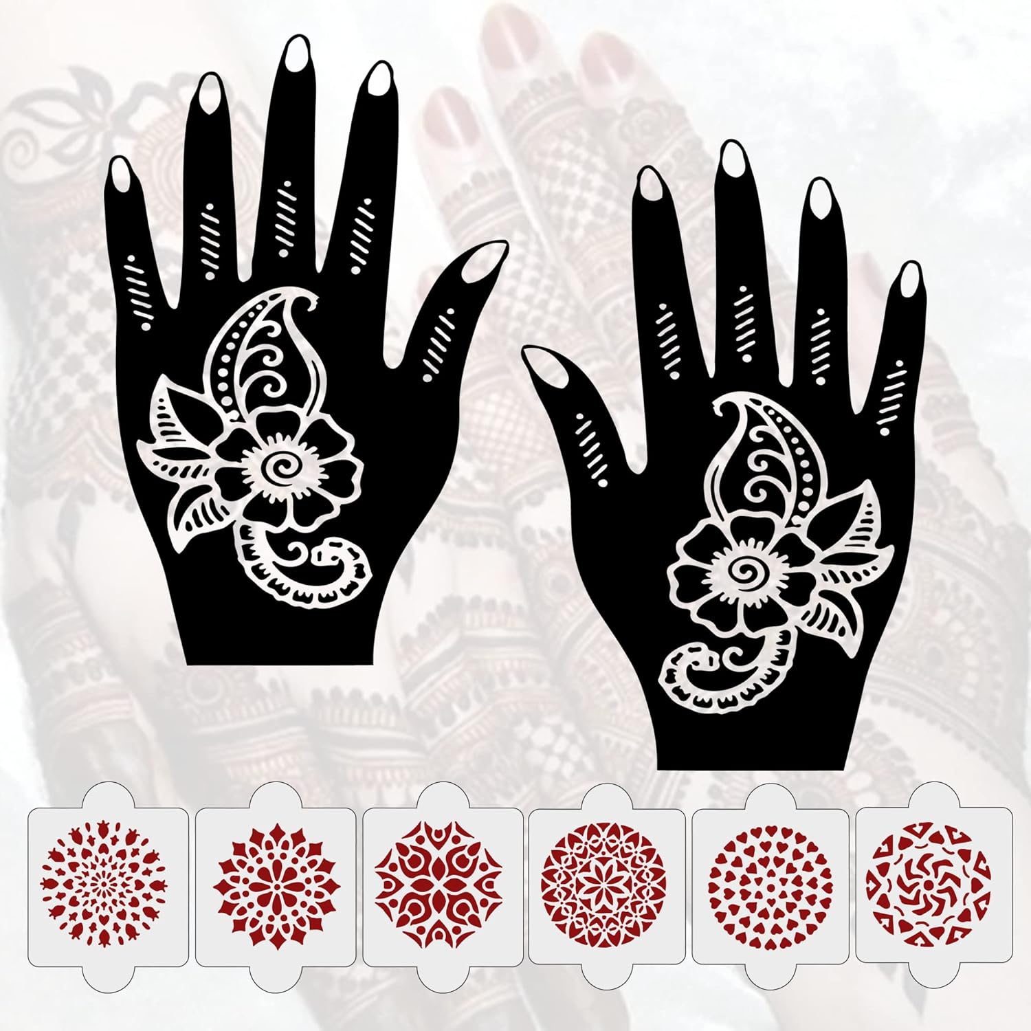 Buy Ivana's Pack of 8 Pcs (2 Pcs Heena Stencil Tatto + 6 Pcs Laser Cut ...