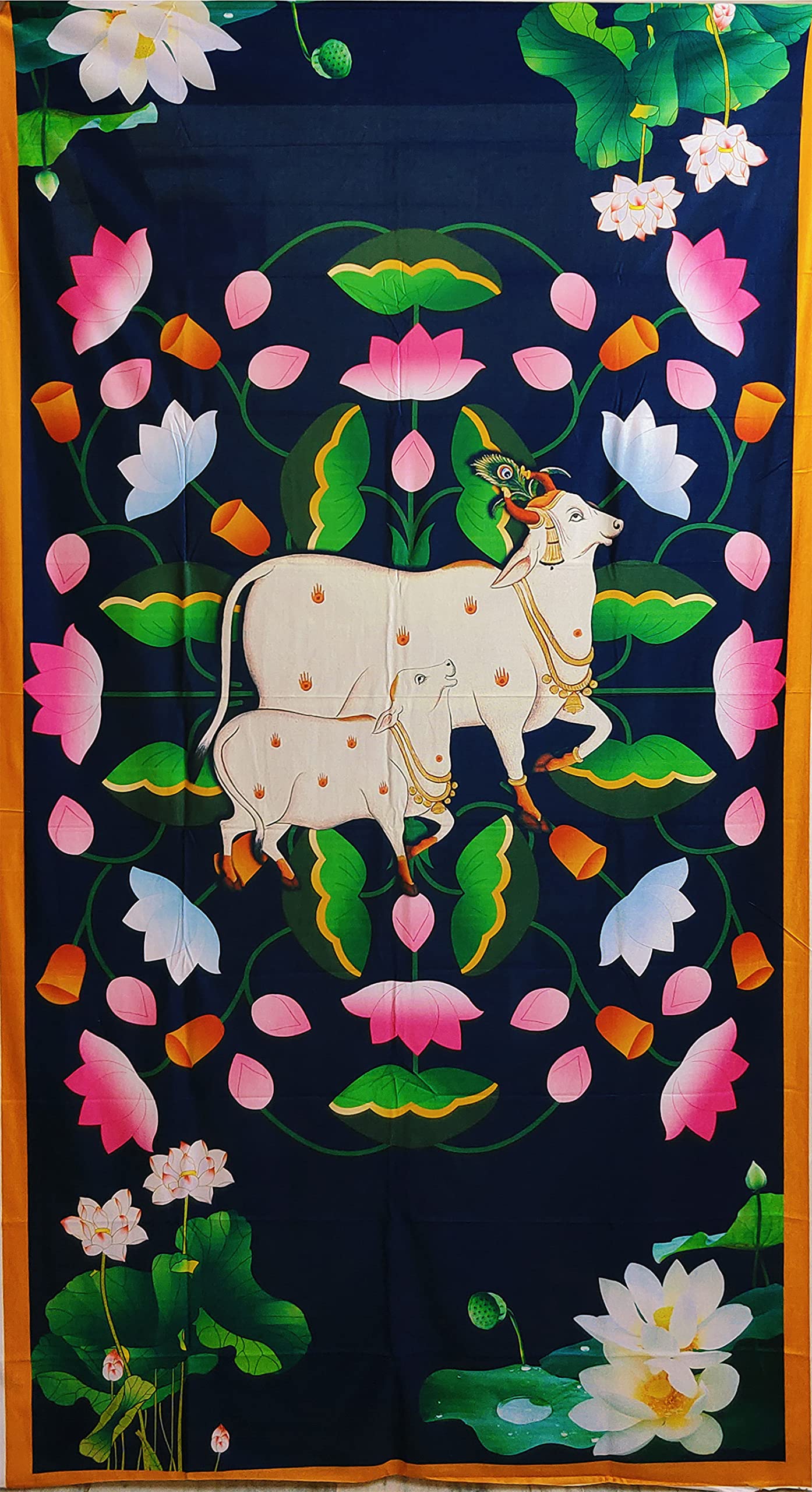 Buy Talambralu Cow & Calf Backdrop Curtain Cloth for House Warming ...