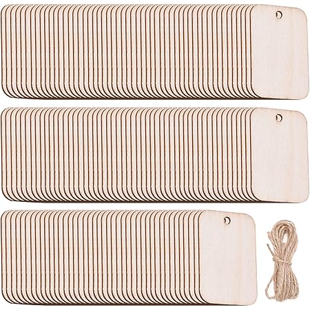 Amazon.com: 100 Pcs Unfinished Wood Pieces Rectangle-Shaped, Light ...