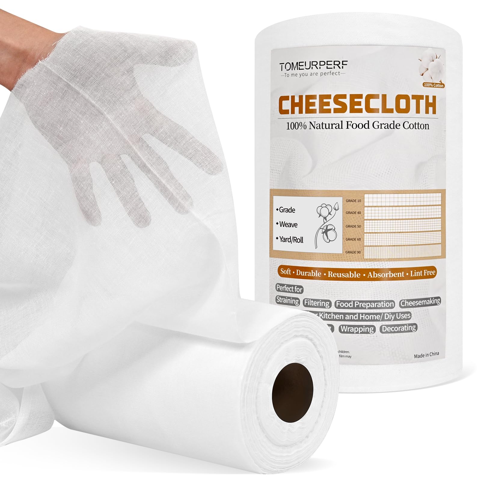 Amazon.com: 1 Roll Cheese Cloth for Straining 100% Natural Cotton ...