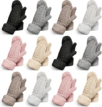 Handepo 12 Pairs Winter Mittens for Women Womens Fleece Lined Mittens ...