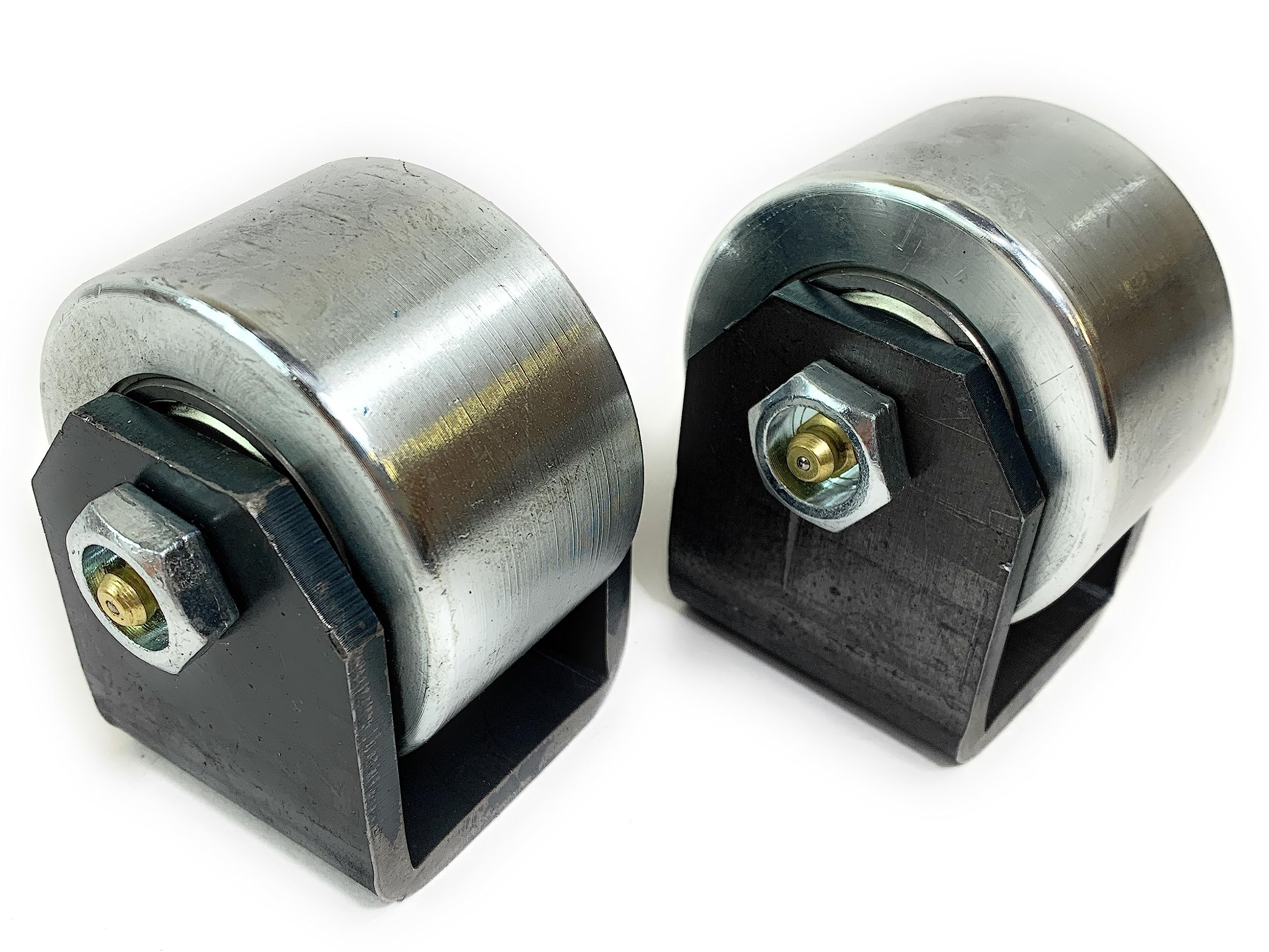 Set of 2 Weld On Trailer Tail Drag Casters, Solid Steel, Greasable Axle ...