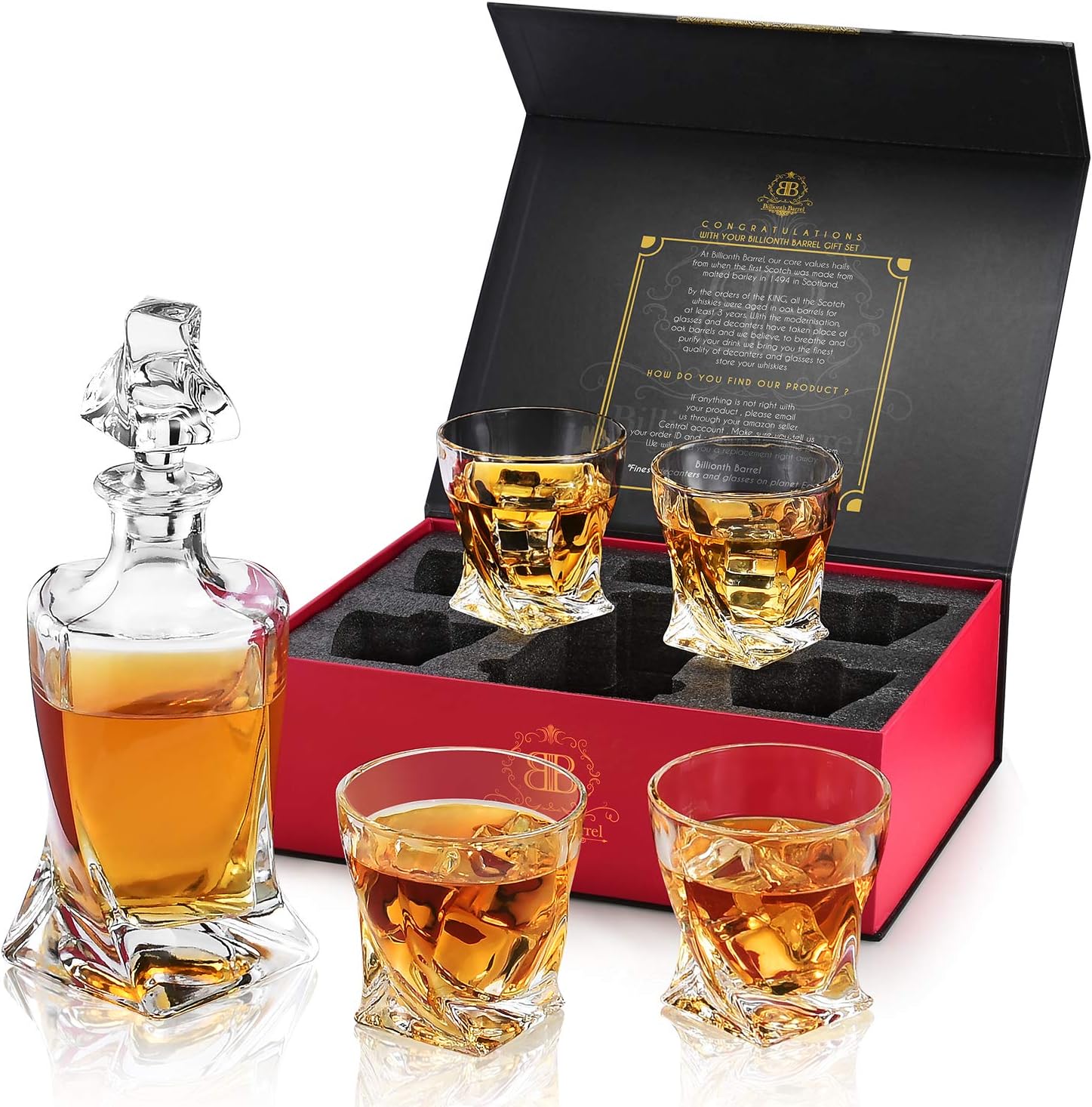 Amazon.com | Billionth Barrel Crystal Glass Twisted Whiskey Decanter ...