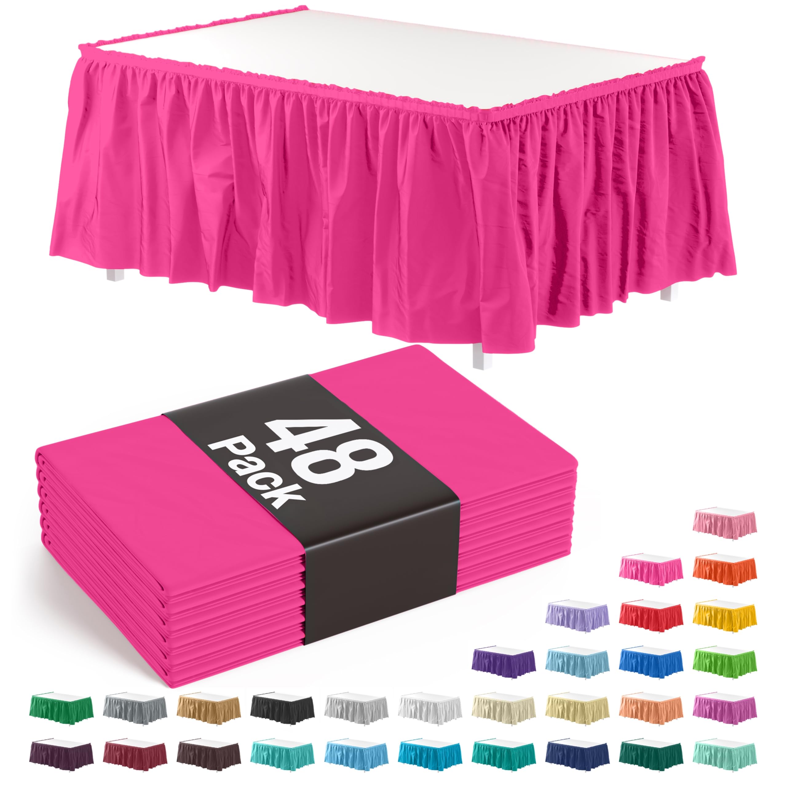 Snapklik.com : Exquisite Ruffle Table Skirt Cerise 48 Pack 14 Ft Long ...