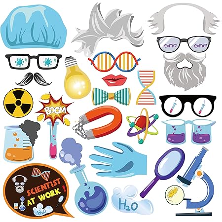 Amazon.com: Lide Road 25Pcs Scientist Photo Booth Props with Stick ...