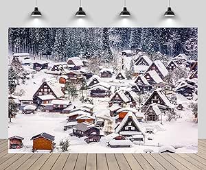 Amazon.com : CHNYWORK 10ftx8ft Winter Village Landscape Backdrop ...