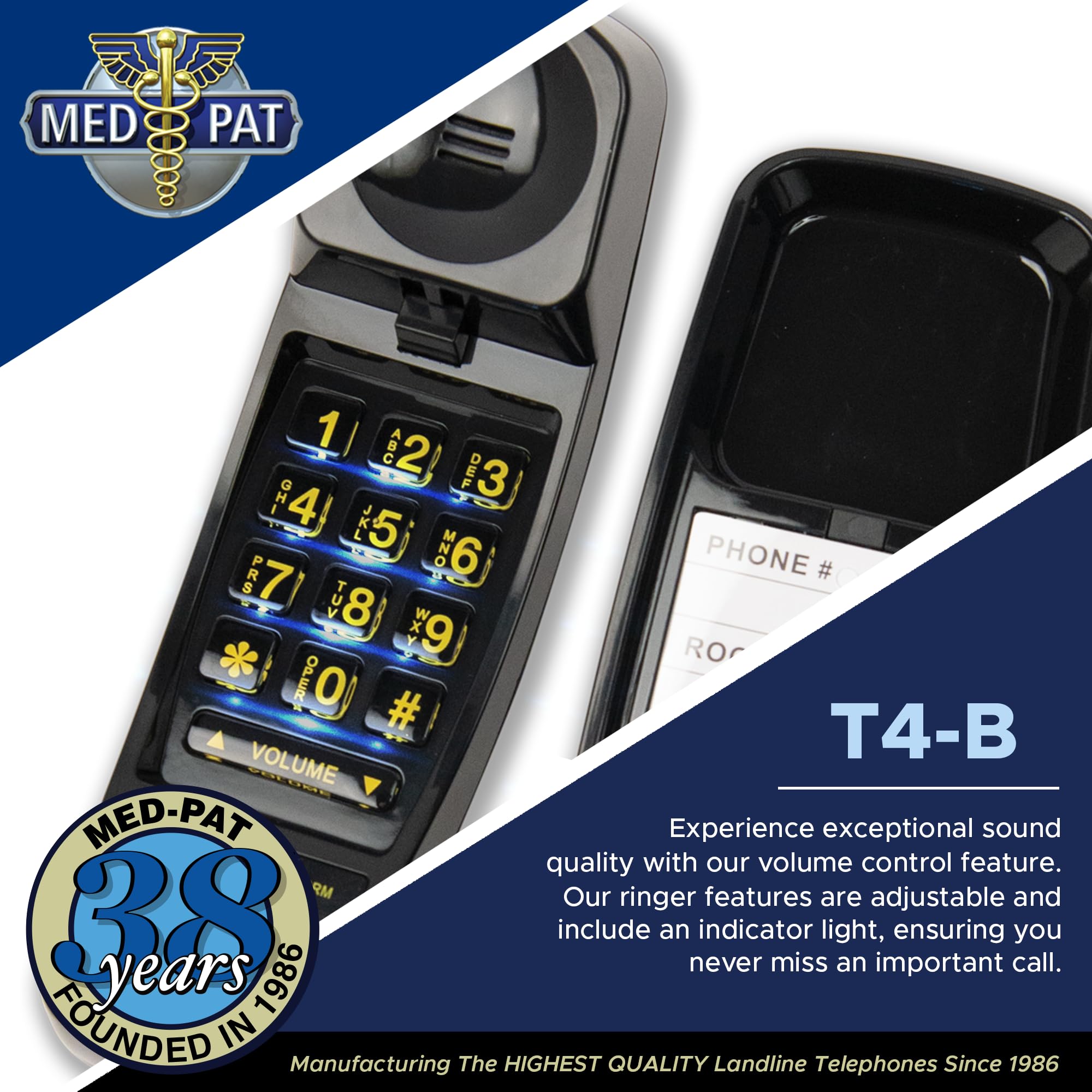 Snapklik.com : Med-Pat T-4 Full-Featured Trimline Telephone w/Ring/in ...