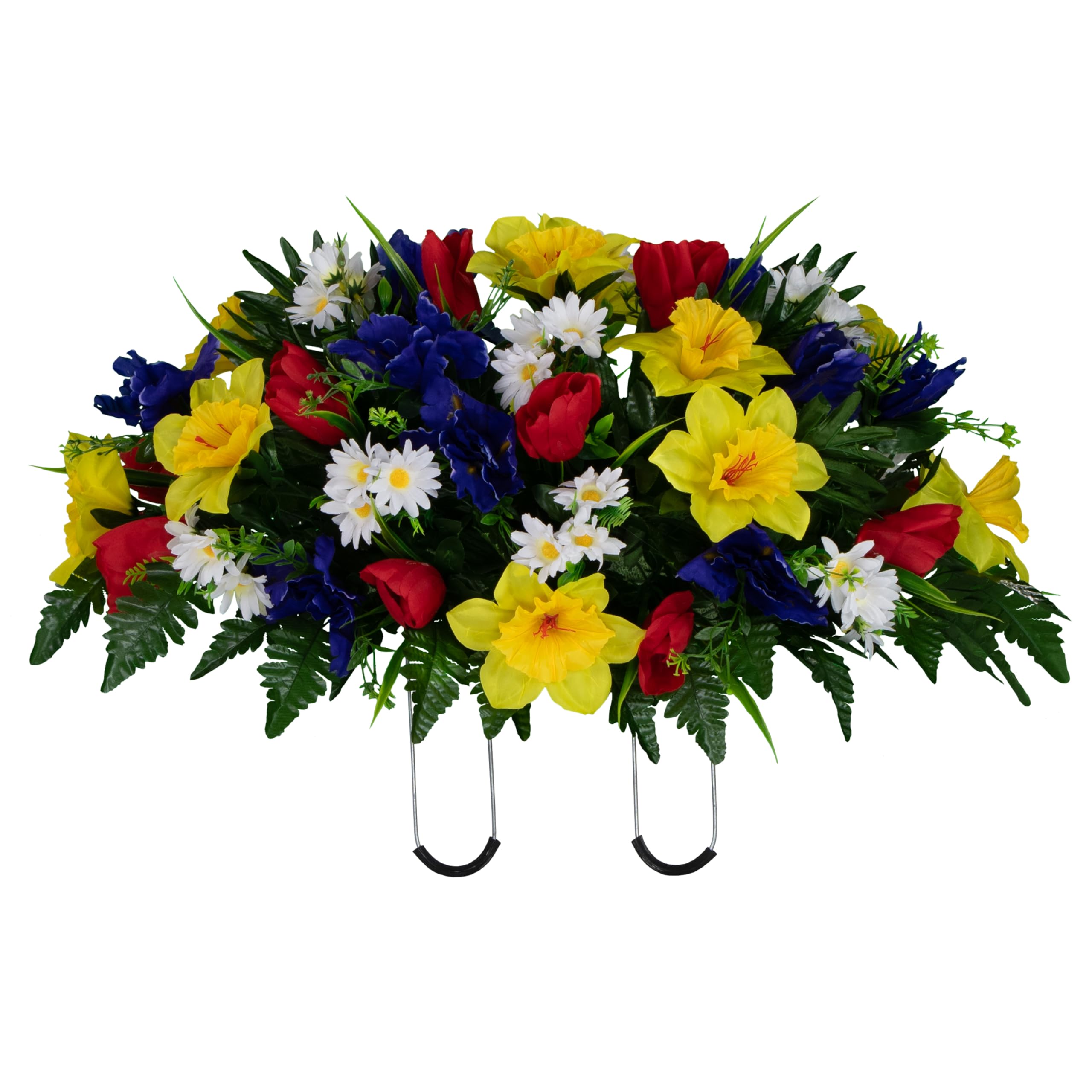 Amazon.com: Sympathy Silks 30" Headstone Flower Saddle Artificial ...