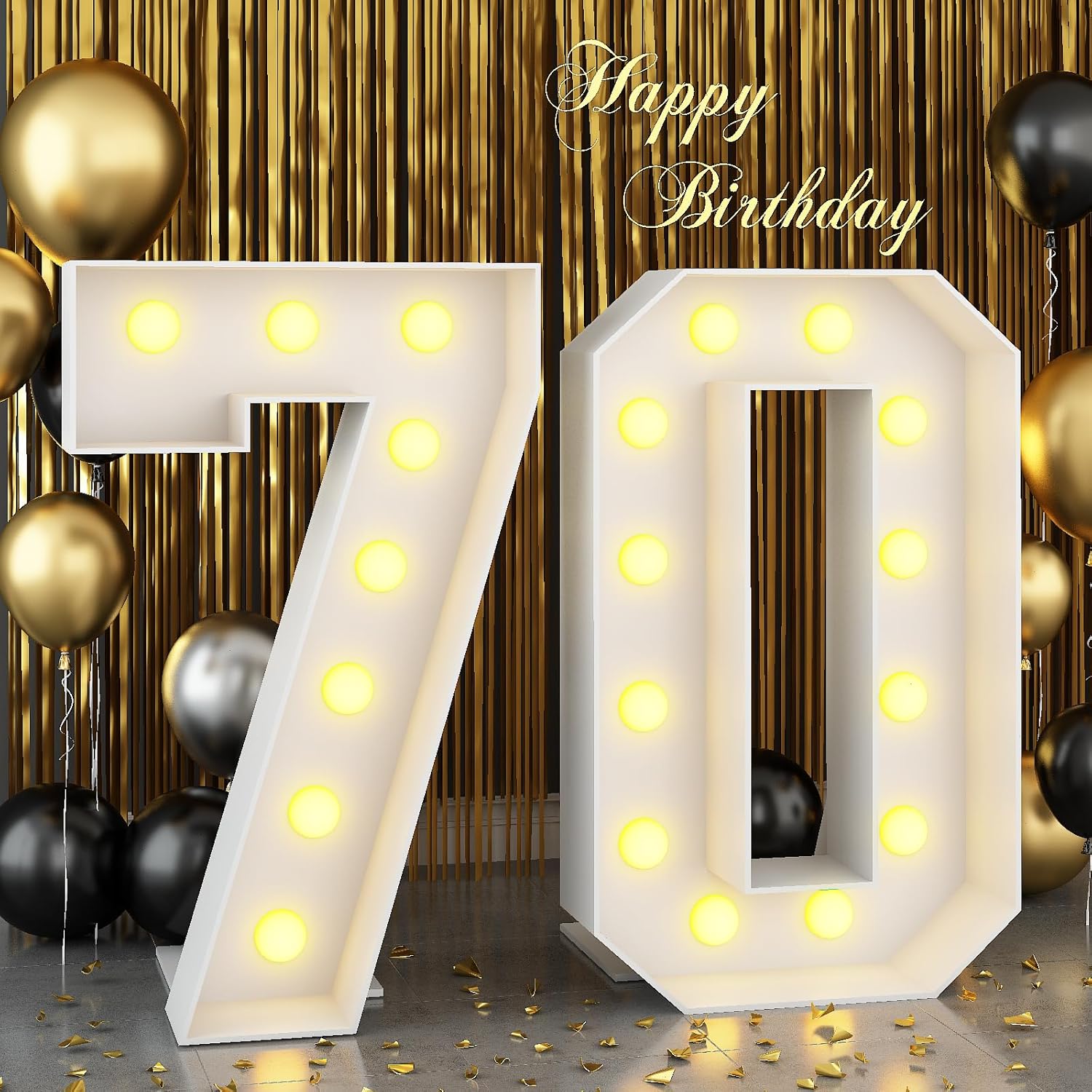 Amazon.com: 4ft Light Up Numbers 70 Numbers with Lights Bulbs White ...