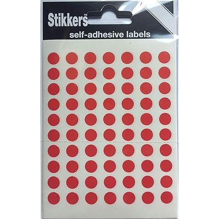 490 Red 8mm Sticky Coloured Dots Easy Peel Self Adhesive Colour Coding ...
