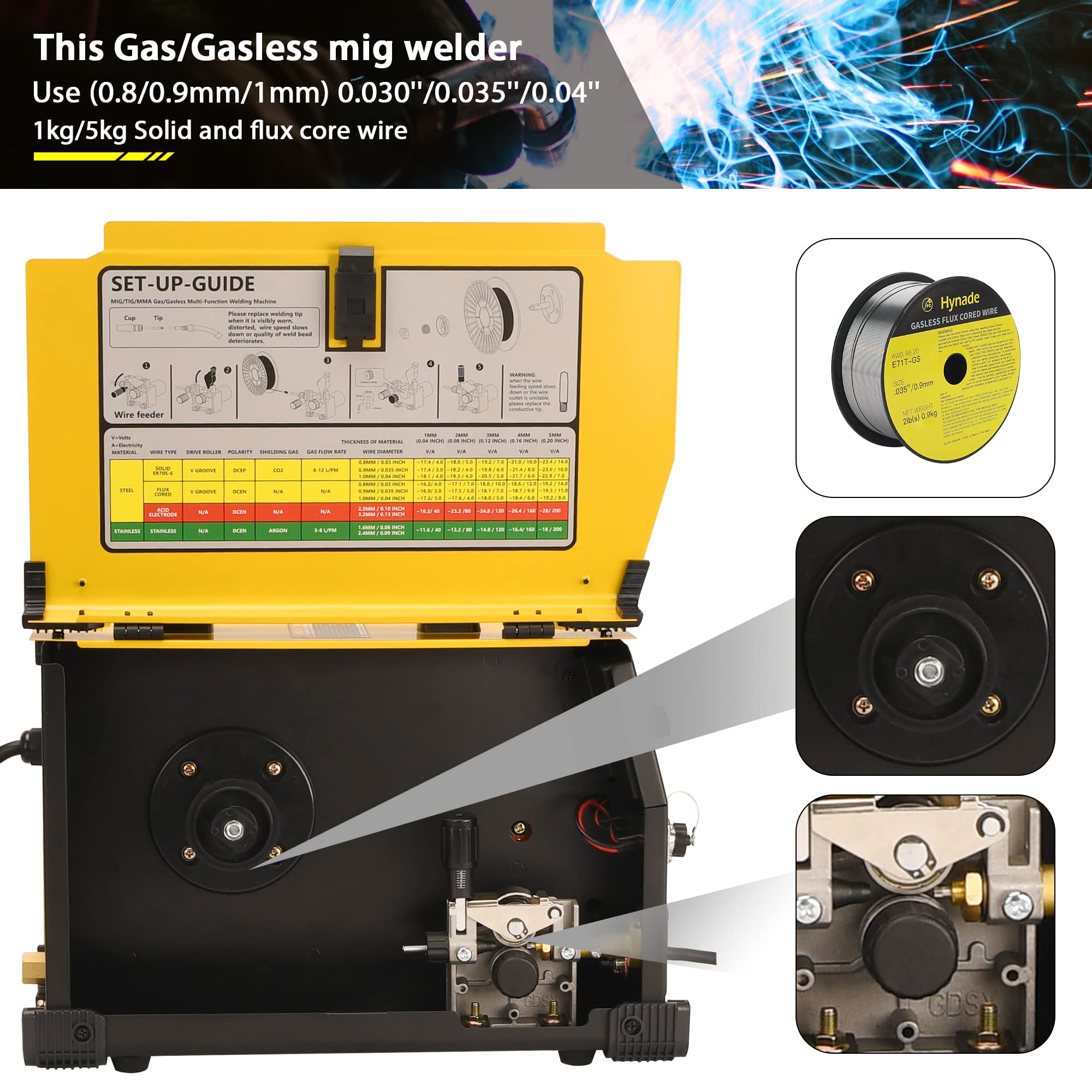 Snapklik.com : Hynade 3 In 1 Mig Welder MTA225SG,Digital Dual Voltage ...