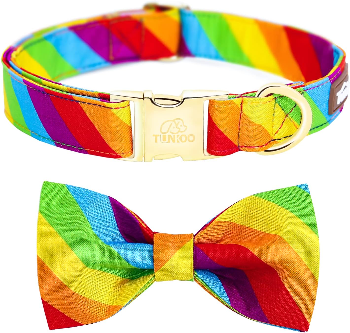 Amazon.com : Tunkoo Rainbow Dog Collar with Very Pretty Bow Tie for ...
