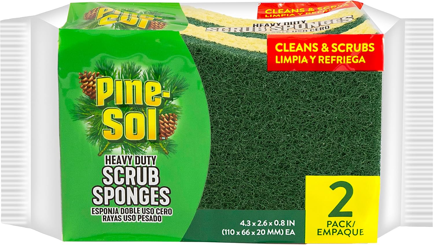 Amazon.com: Pine-Sol Heavy Duty Scrub Sponges for Cleaning | Dual-Sided ...