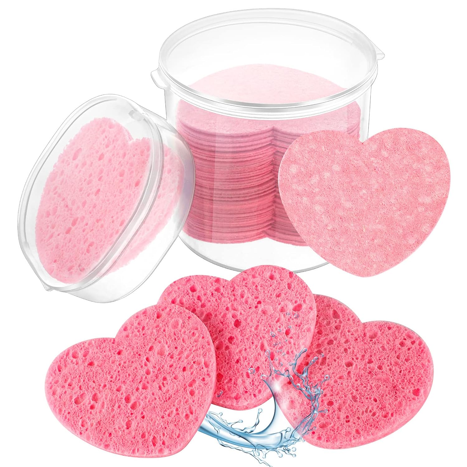 Amazon.com : 60 Pieces Heart Sponges for Facials, Heart Face Sponges ...