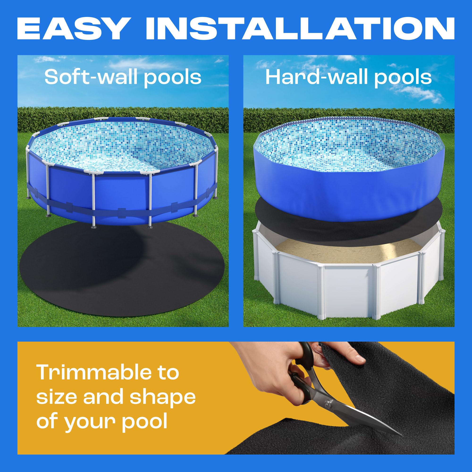 Yankee Pool Liner Pad, 18 Ft Round Puncture Proof Pool Mat, Above ...