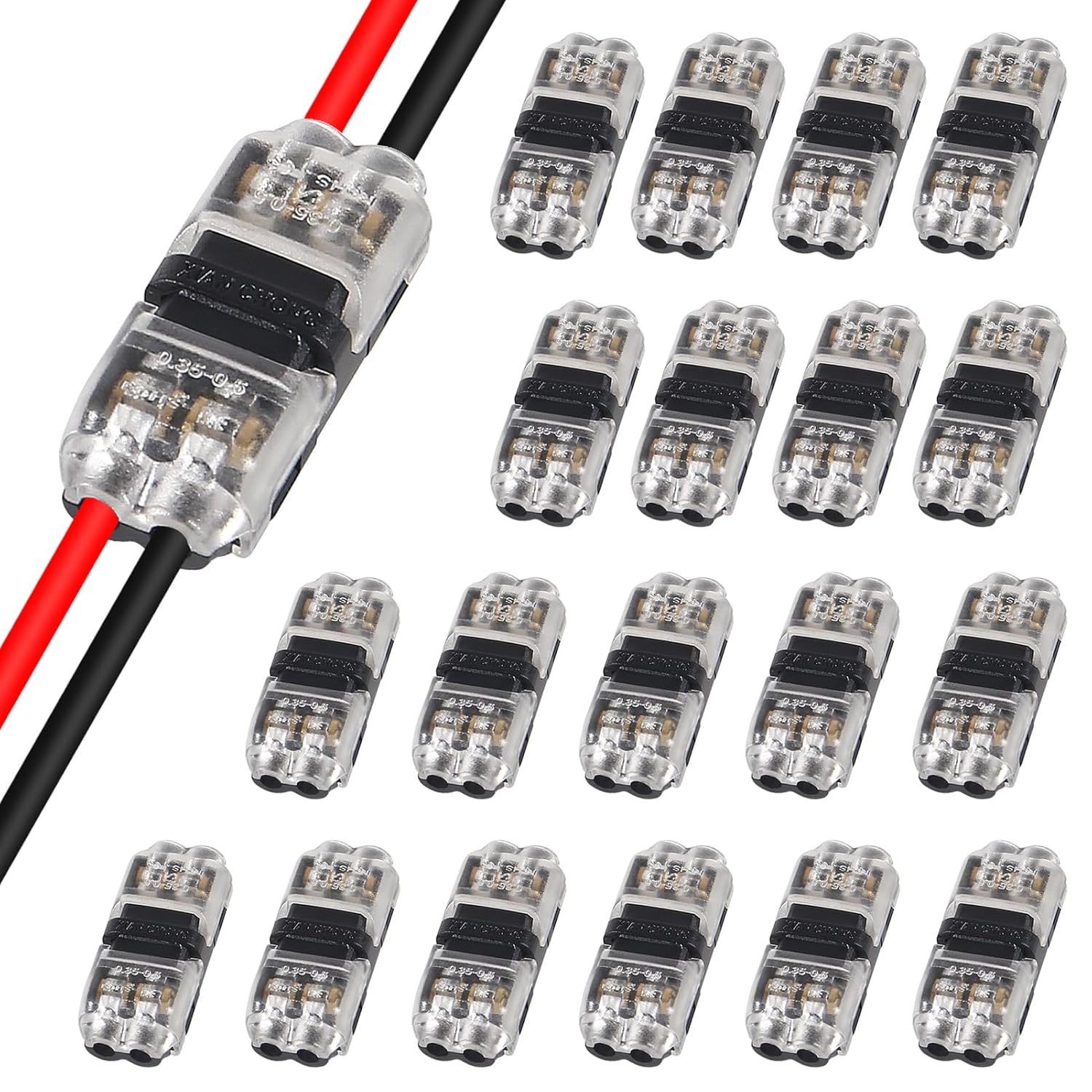 20 Pack Quick Solderless Wire Splice Connector, 2 Way Automotive ...