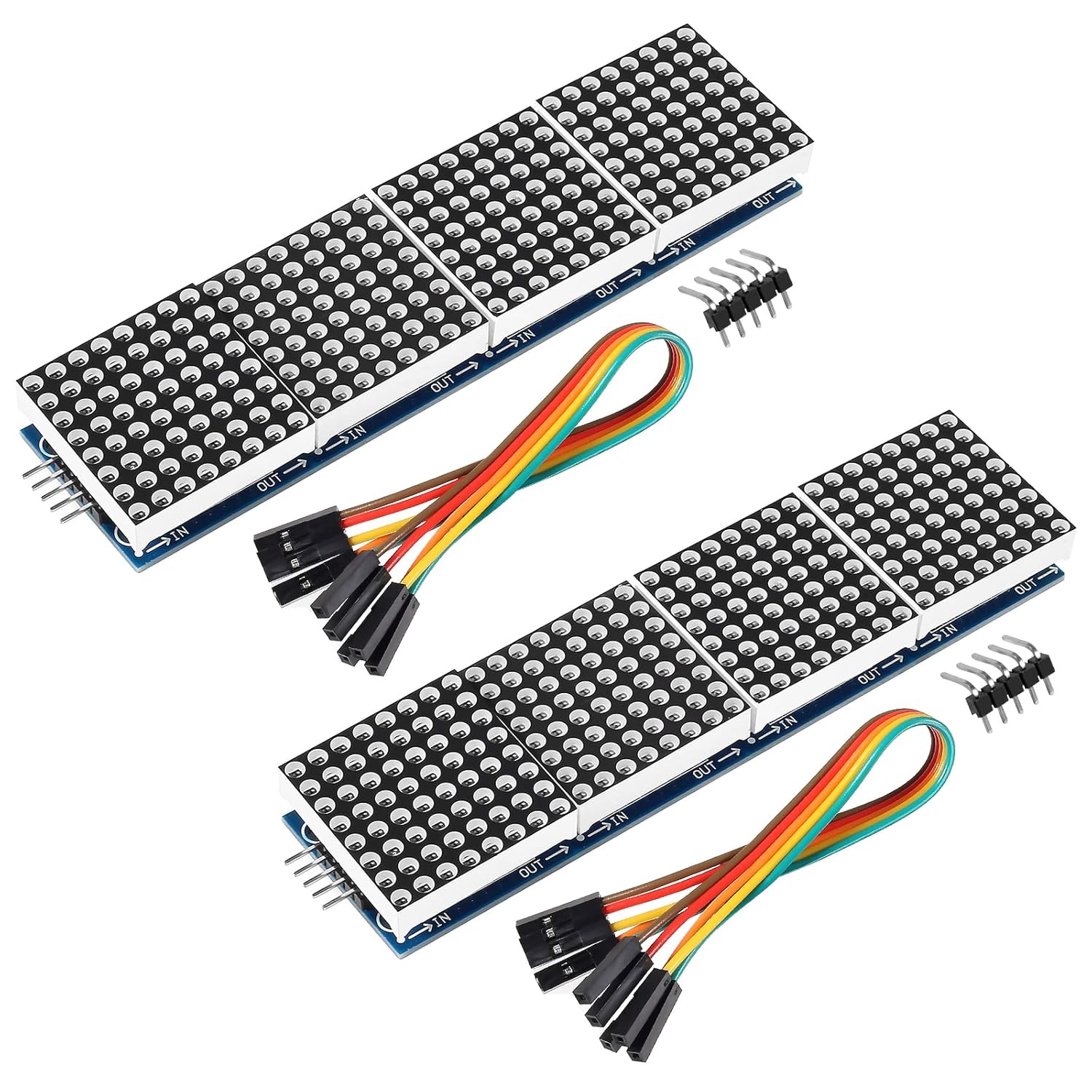 AOICRIE 2PCS MAX7219 Dot Matrix Module for Arduino Microcontroller 4 in ...