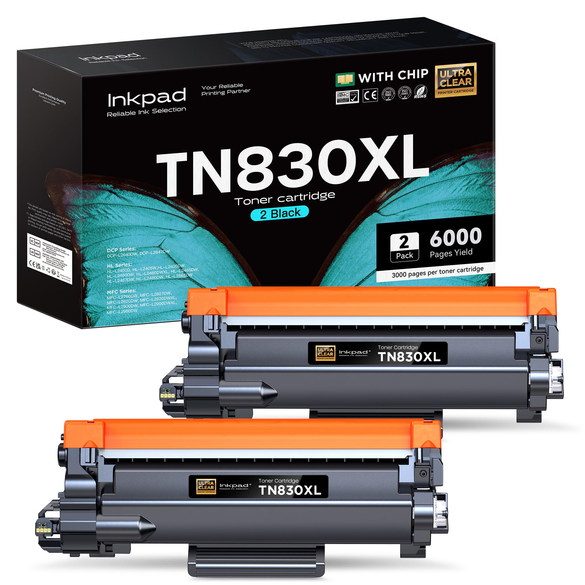 Amazon.com: iNKPAD TN830XL Toner Cartridges (with Chip) Replacement for ...