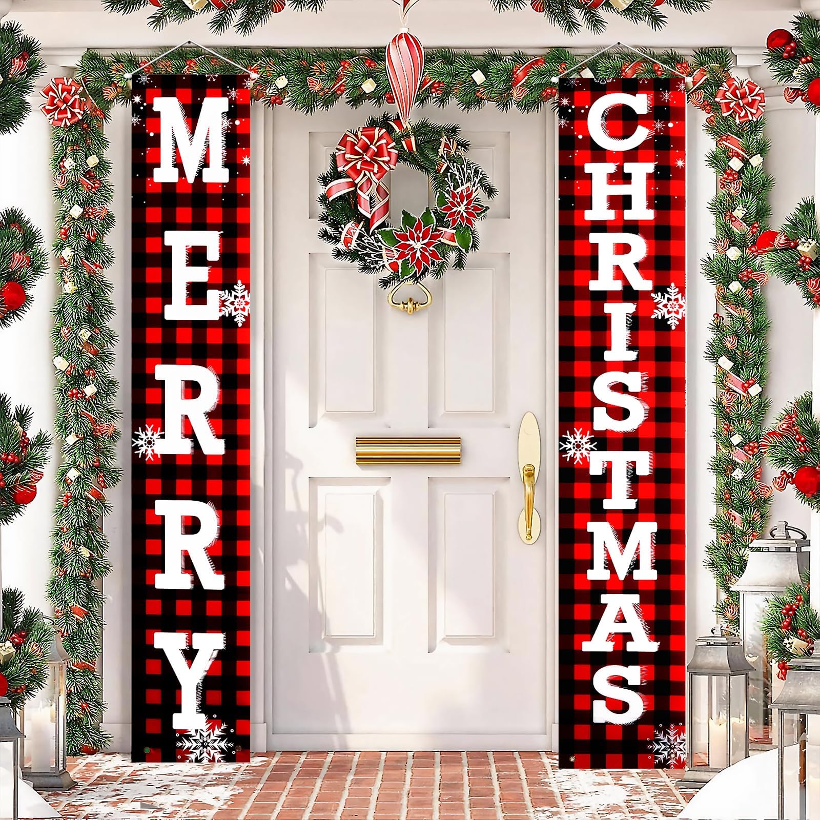 Amazon.com: Christmas Decorations Red Black Buffalo Plaid Sign Set for ...