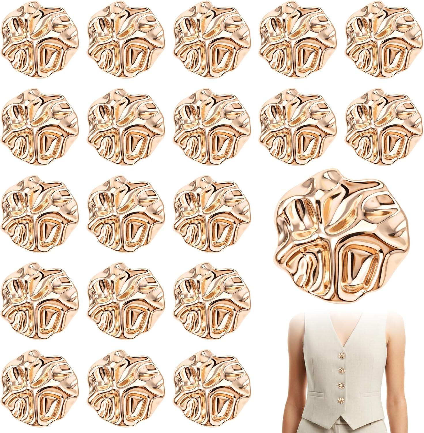 Amazon.com: Ouligay 20 PCS Gold Buttons for Blazer Irregular Shape ...