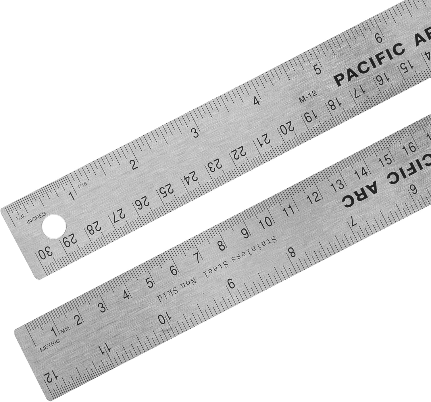 Amazon.com: Pacific Arc Stainless Steel 12 Inch Metal Ruler Non-Slip ...