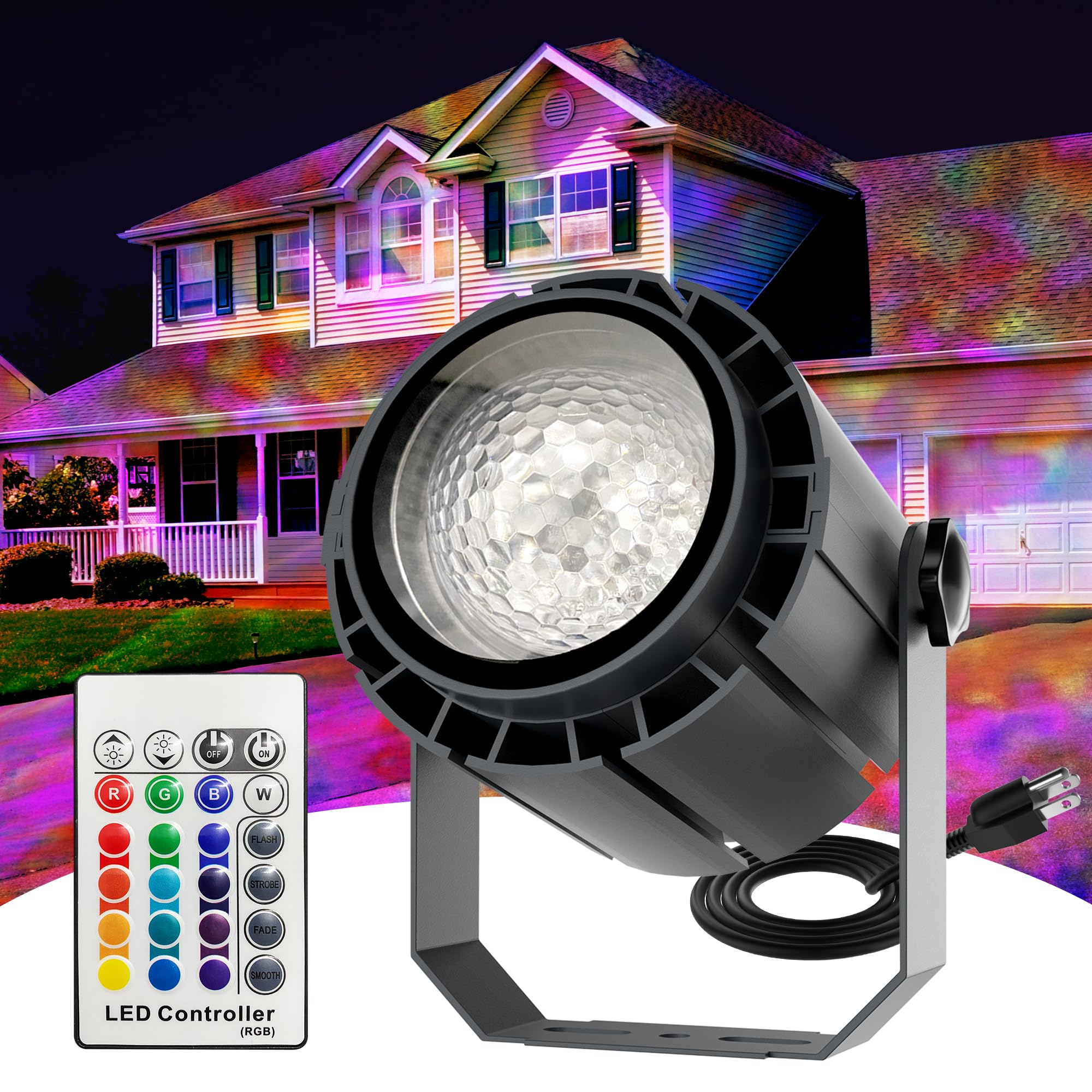 Yasotek Water Wave Light Projector Outdoor IP65 Waterproof - 150W RGBW ...