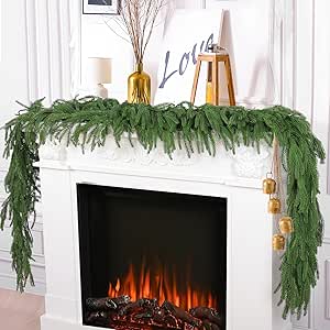 Amazon.com: Hananona 2 Pcs 6 Ft Artificial Norfolk Pine Garlands, Real Touch Winter Pine Garland ...