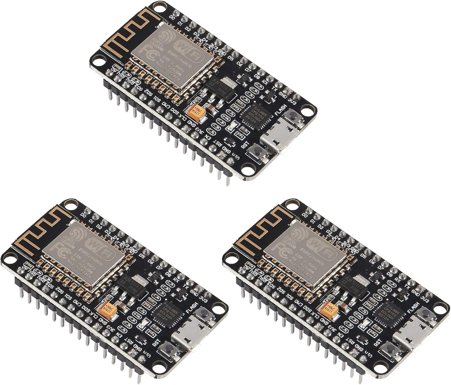 Amazon.com: Atnsinc 3Pcs ESP8266 NodeMcu LUA CP2102 ESP-12E WiFi ...