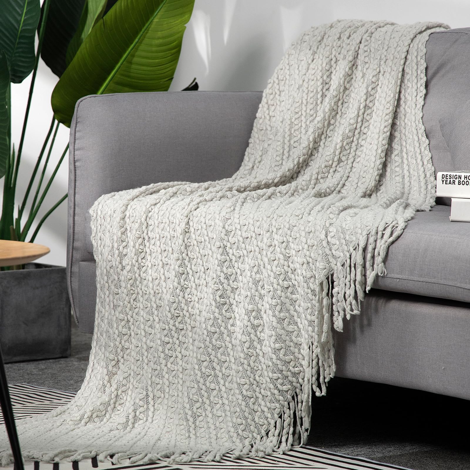Amazon.com: Knit Throw Blanket for Couch Farmhouse Lightweight Soft ...