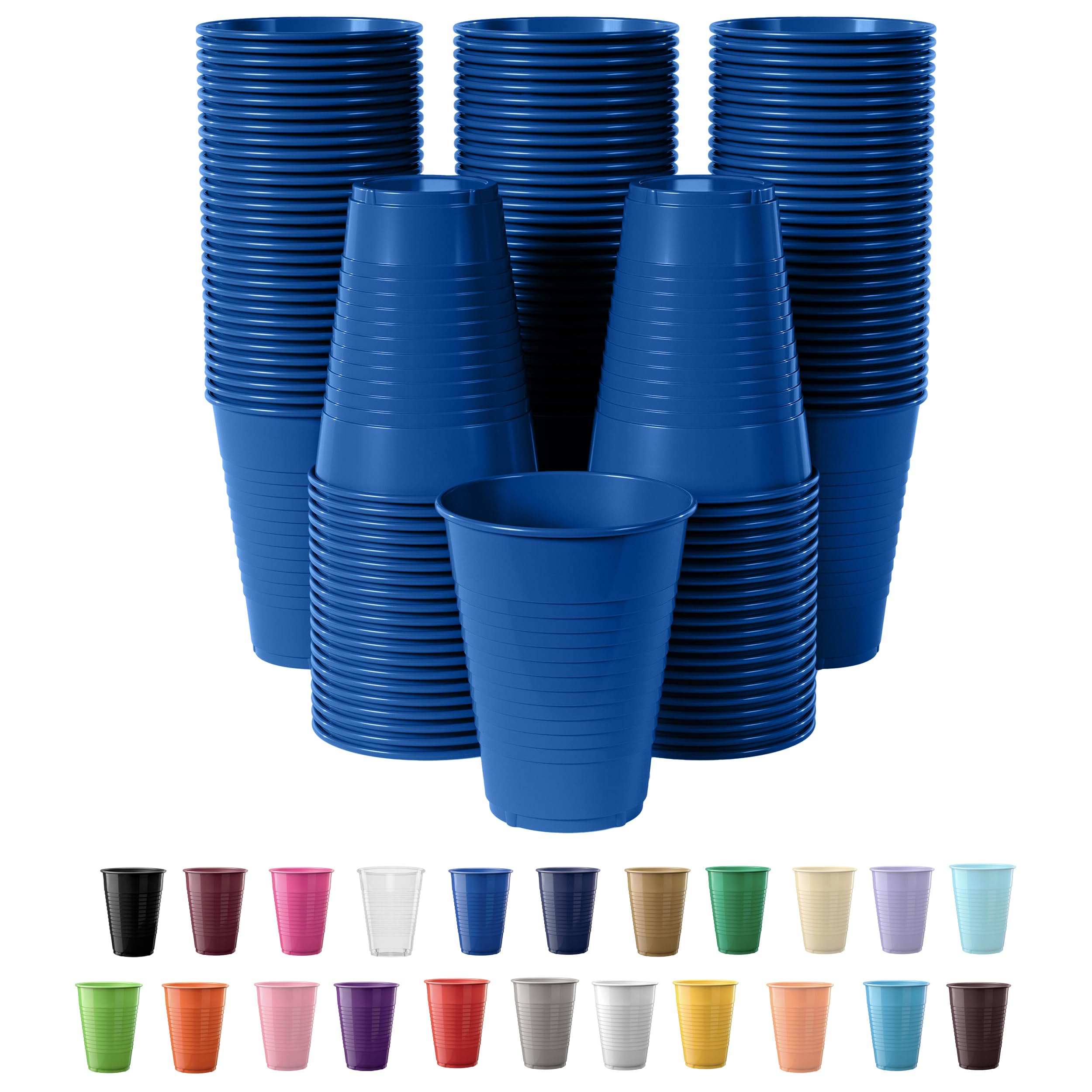 Amazon.com: Exquisite 12 Oz Dark Blue Plastic Cups For Party 50 Pack ...