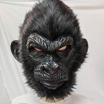 Amazon.com: Black Gorilla Mask Costume,Full Head Animal Mask ...