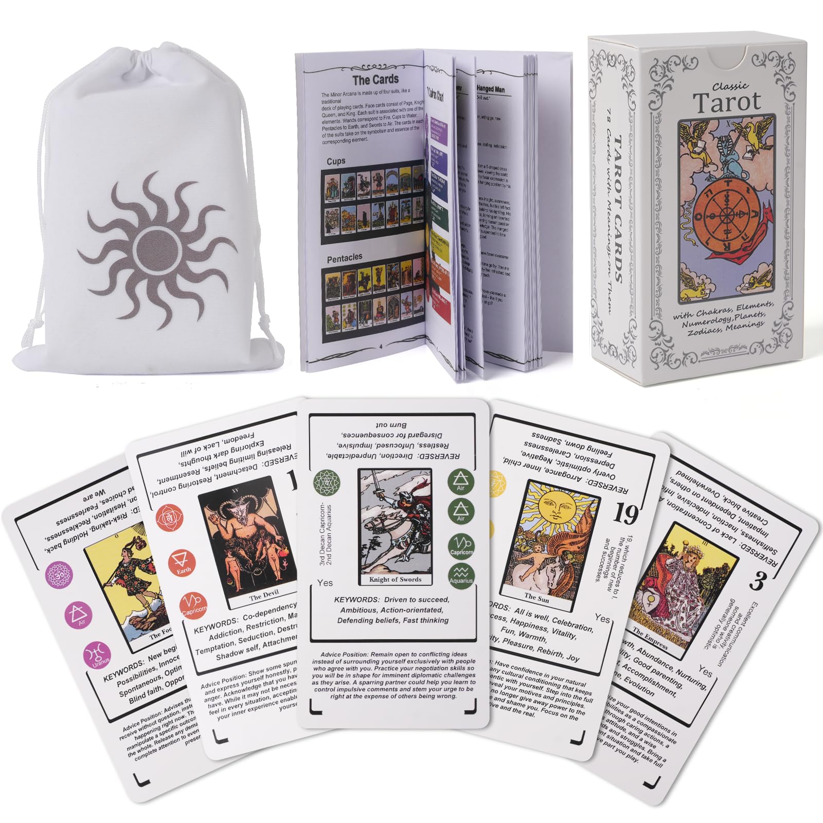 Buy Tarot Cards with Meanings on Them for Beginners, Learning Tarot ...