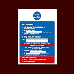 Fire Action - Belongings Plastic Sign with double sided fixing tape ...