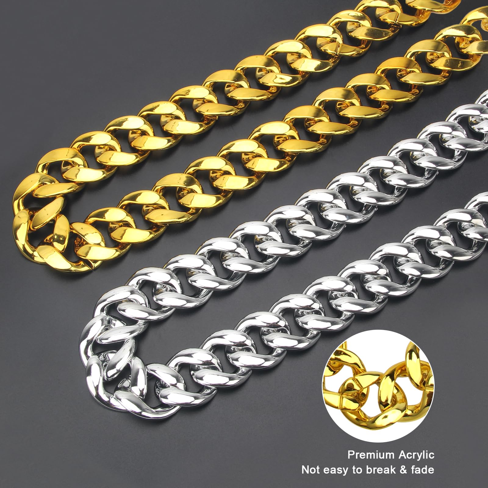 Snapklik.com : Hip Hop Chunky Gold & Silver Chain 2 Pack, 32 Inch ...