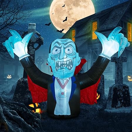 Amazon.com: GOOSH 6.8 FT Halloween Inflatables Outdoor Decorations Vampire with Red Cloak ...