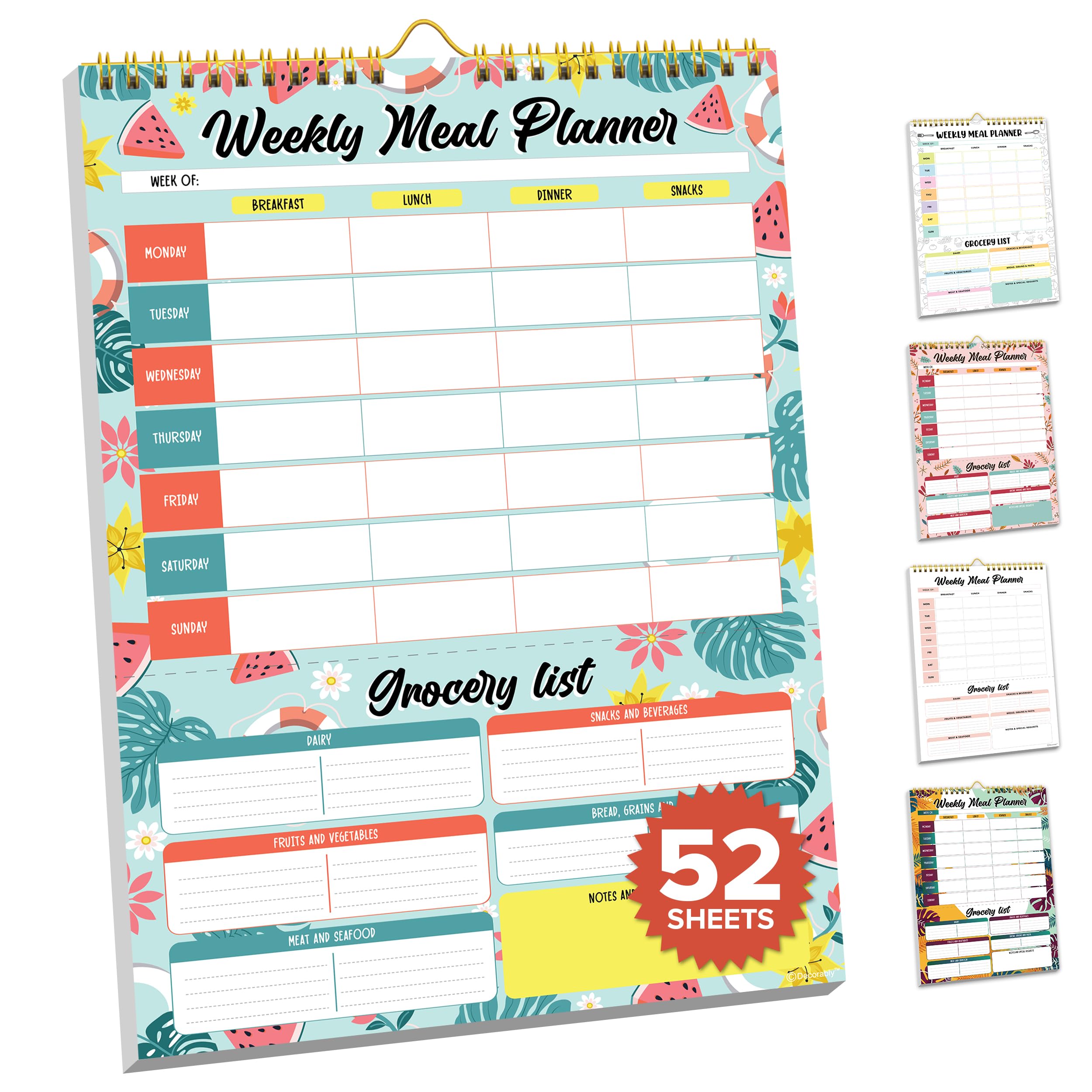 Snapklik.com : Decorably 52 Sheets Watermelon Undated Magnetic Meal ...