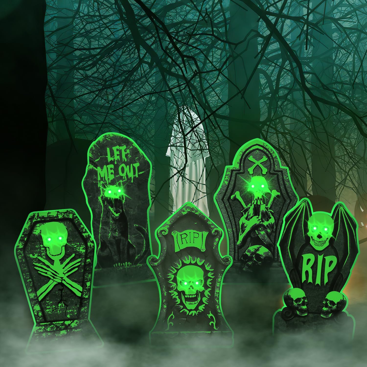 Amazon.com : Halloween Graveyard Tombstones 5 Pack, 15 Inch Tombstones ...