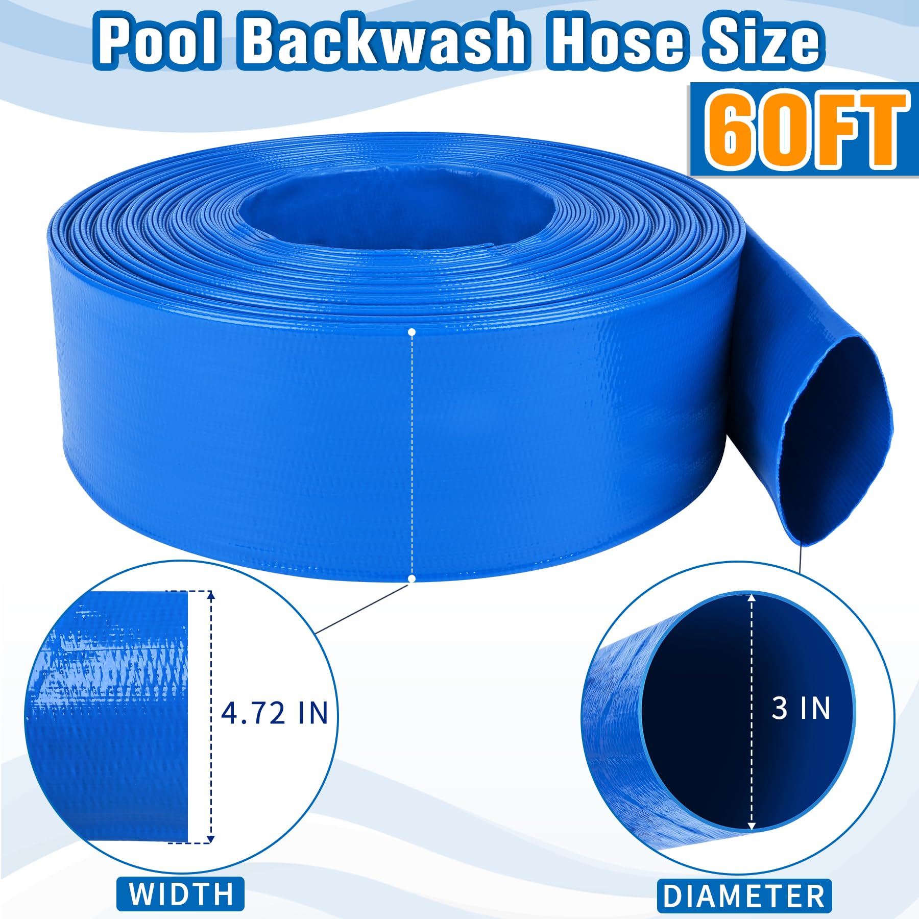 Snapklik.com : 3IN X 60FT Pool Backwash Hose Heavy Duty Drain Discharge ...