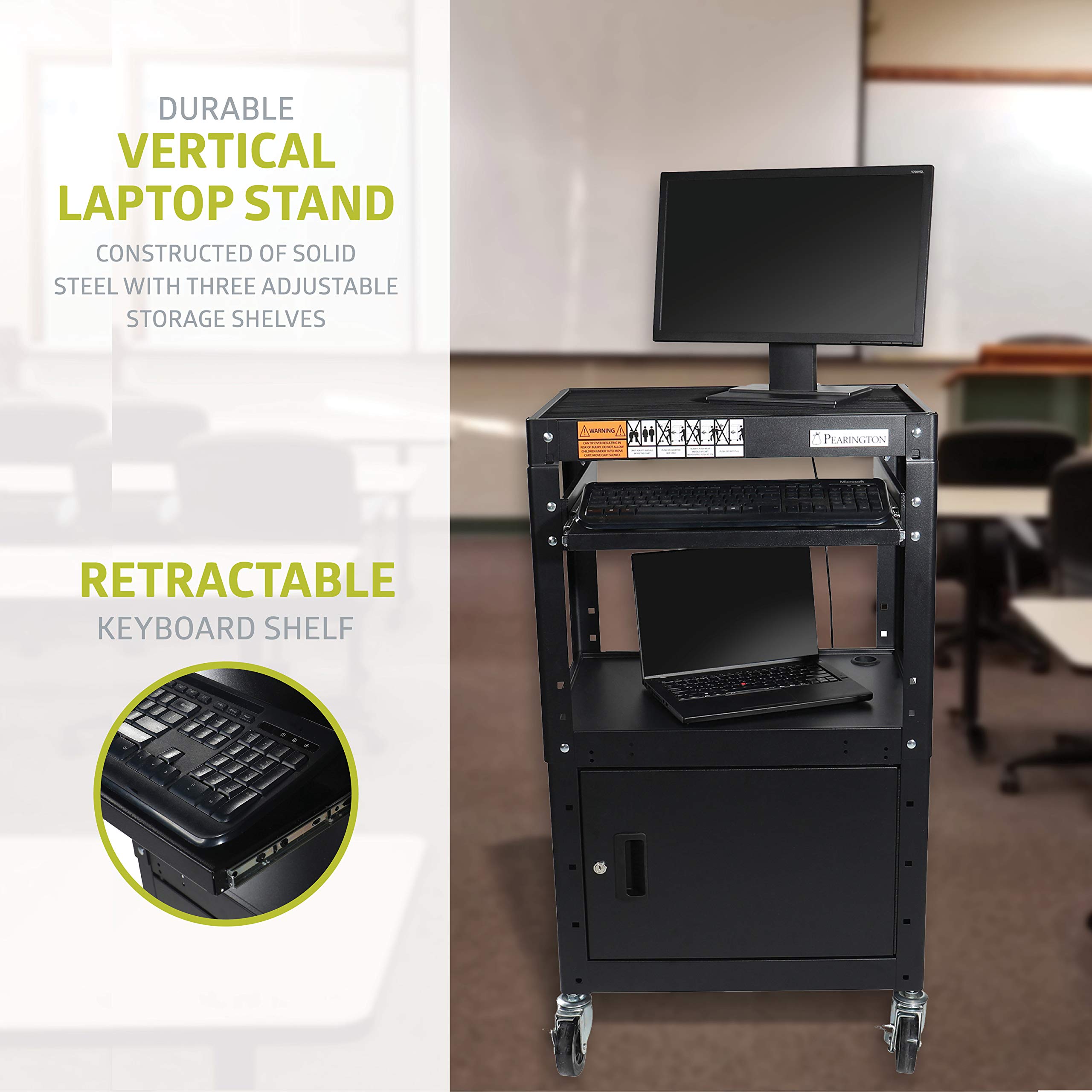Snapklik.com : Pearington Rolling AV And 12 Device Charging Cart Combo