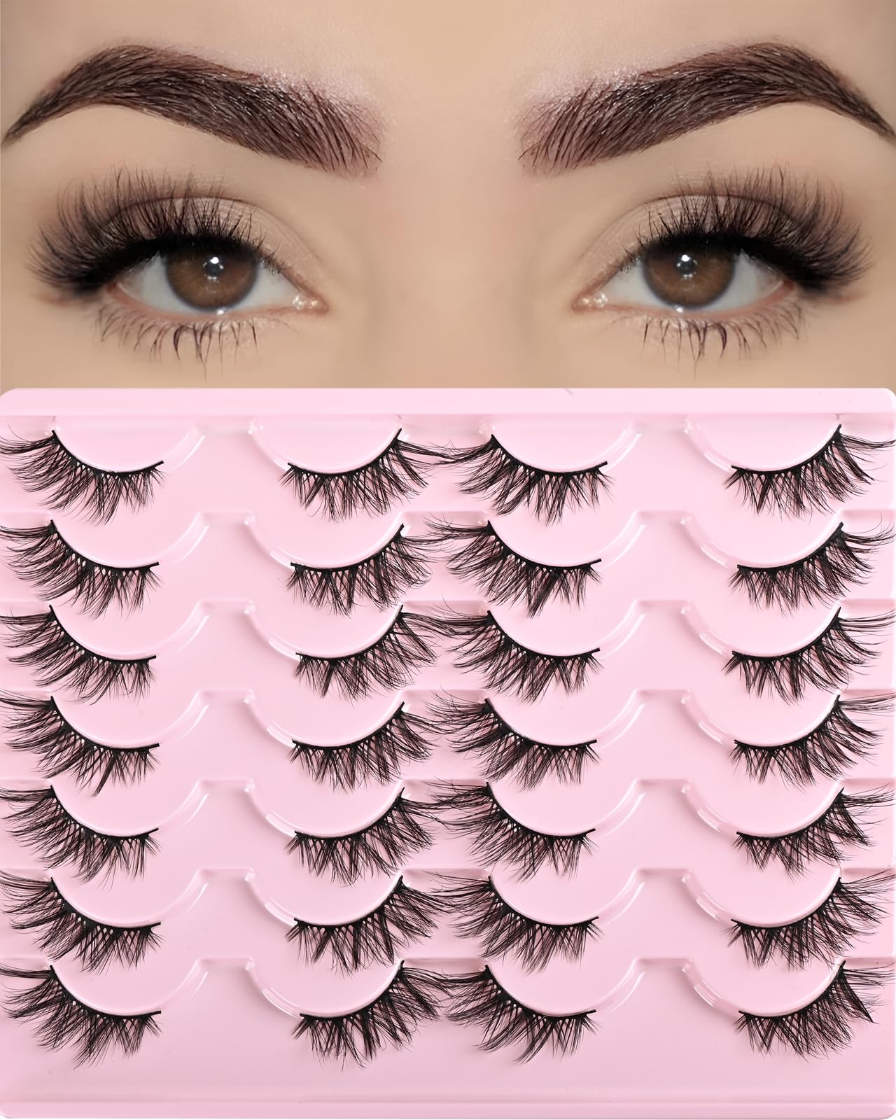 Amazon.com: FARRED Half Eyelashes Natural False Lashes Wispy Cat Eye ...