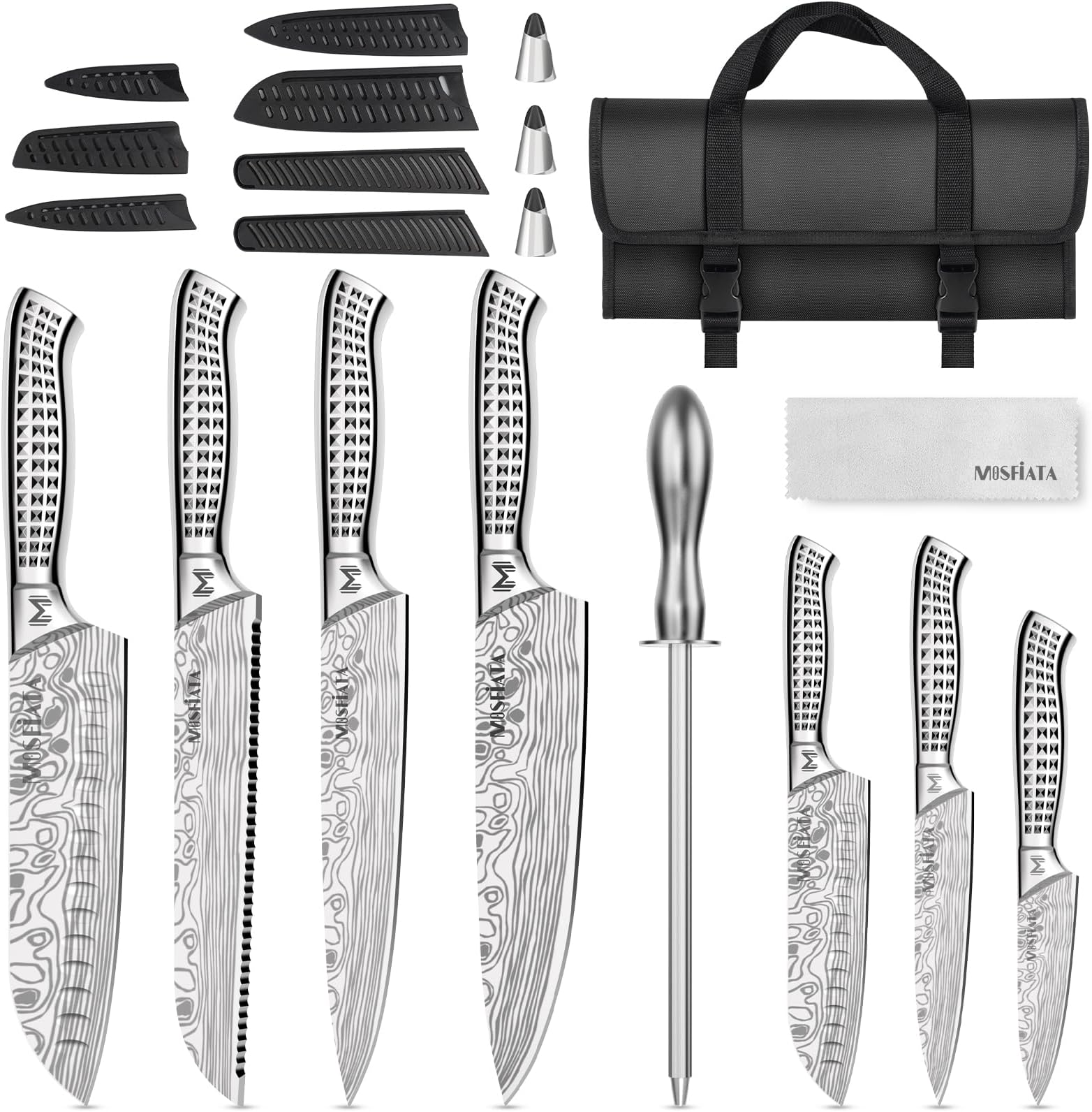 Amazon.com: Japanese Kitchen Knife Set with Bag - 20 PCS Professional ...