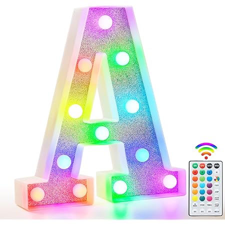 Rainbow Light Up Letters, Colorful LED Letter Lights 16 Color Changing ...