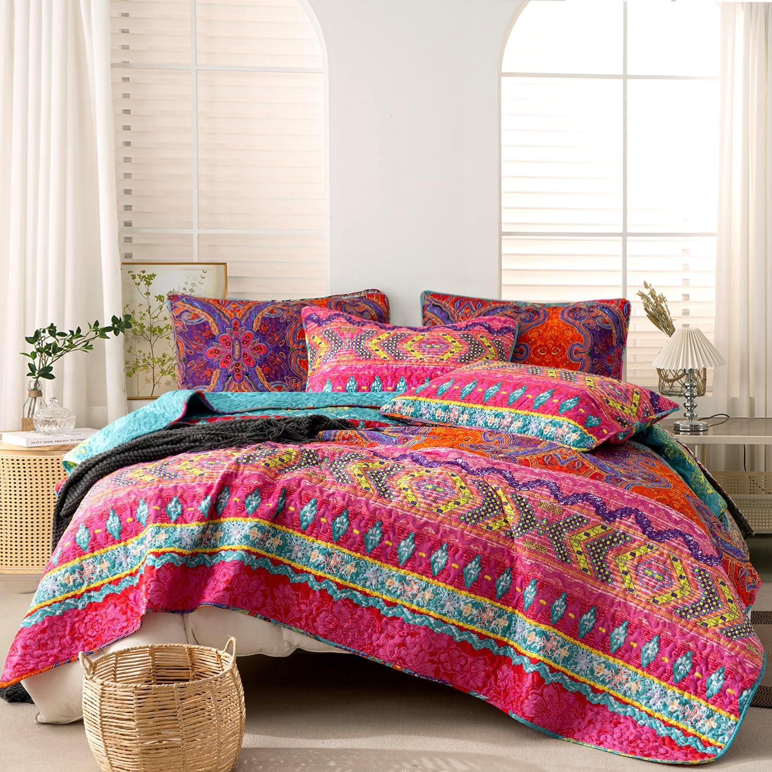 Amazon.com: TISPLR Boho 3-Piece Queen Size Microfiber Lightweight ...